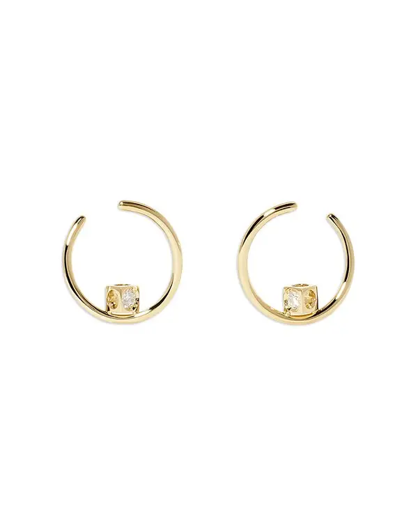 DINH VAN 18k Yellow Le Cube Diamant Spiral Hoop Earrings - Gold