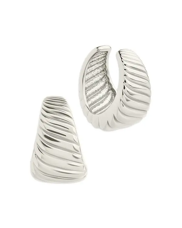 Sterling Forever Beth Twisted Ear Cuffs - Silver