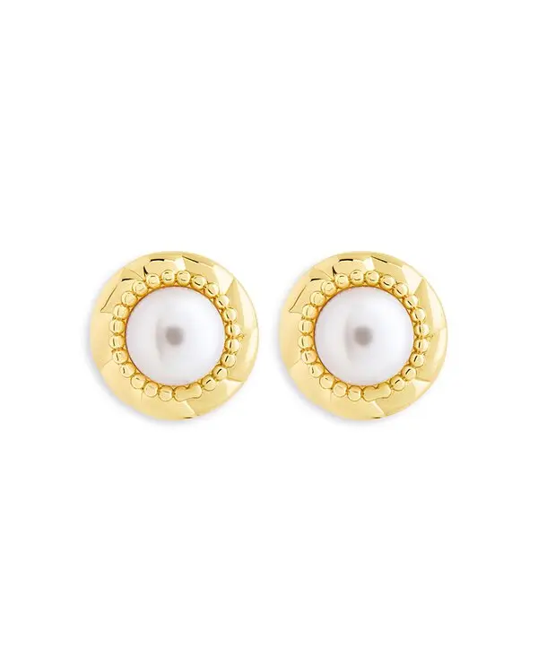Sterling Forever Eudora Imitation Pearl Stud Earrings - Gold