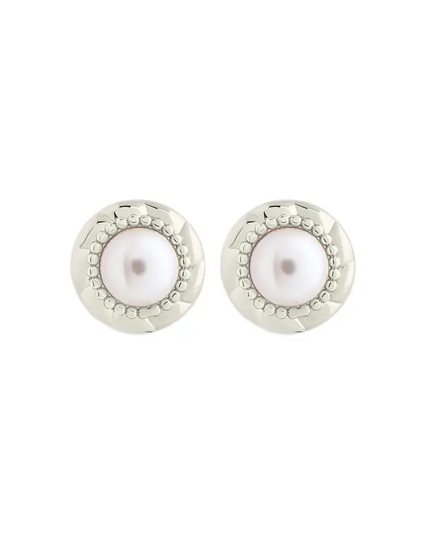 Sterling Forever Eudora Imitation Pearl Stud Earrings - Silver