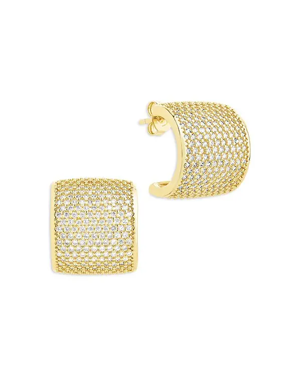 Sterling Forever Simone Pave Curved Stud Earrings - Gold