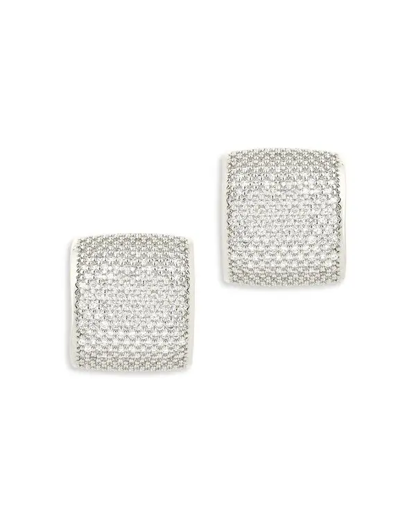 Sterling Forever Simone Pave Curved Stud Earrings - Silver