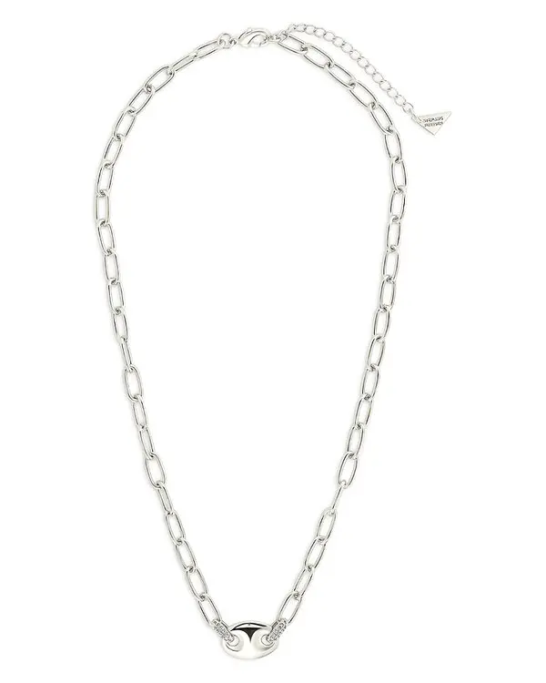 Sterling Forever Pave Link Pendant Necklace - Silver