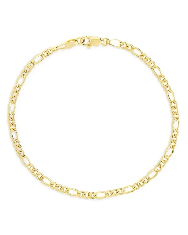 Sterling Forever Figaro Chain Bracelet - Gold