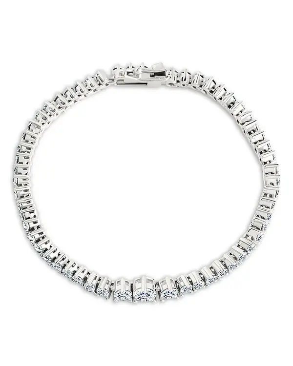 Sterling Forever Tatum Cubic Zirconia Flex Bracelet - Silver