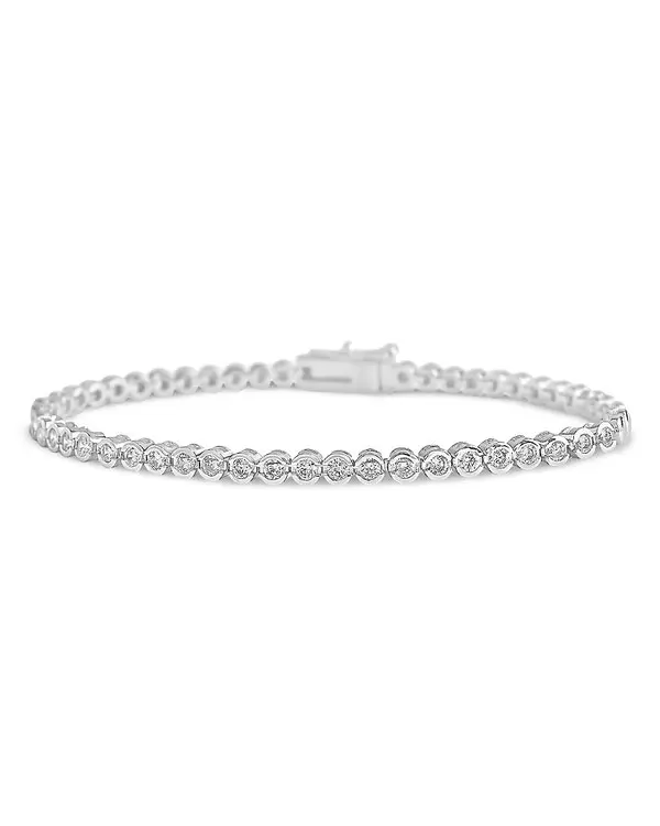Sterling Forever Cubic Zirconia Bezel Flex Bracelet - Silver