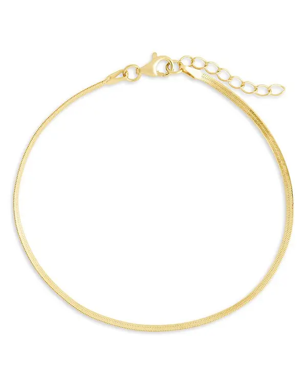 Sterling Forever Herringbone Chain Bracelet - Gold