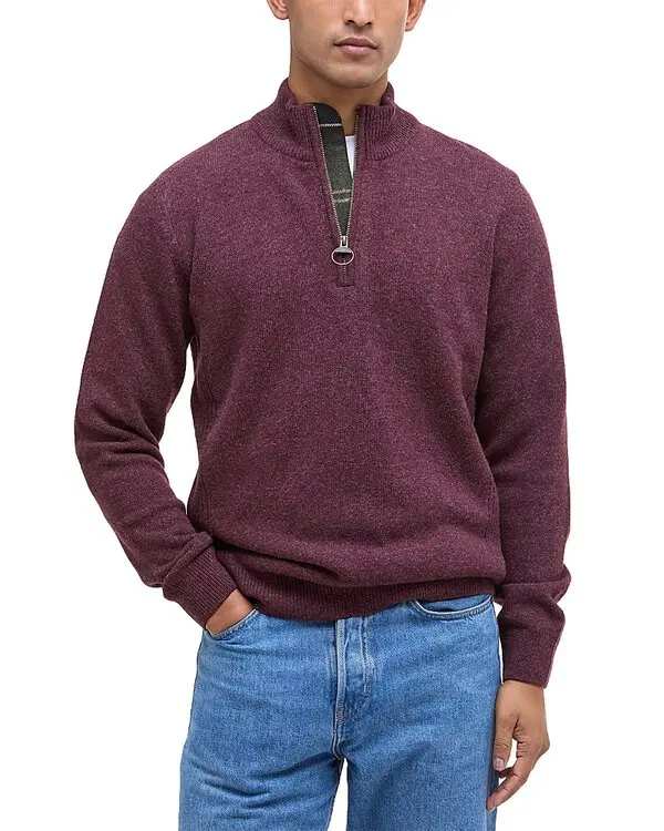 Barbour Relaxed Fit Quarter Zip Sweater - Ruby Marl