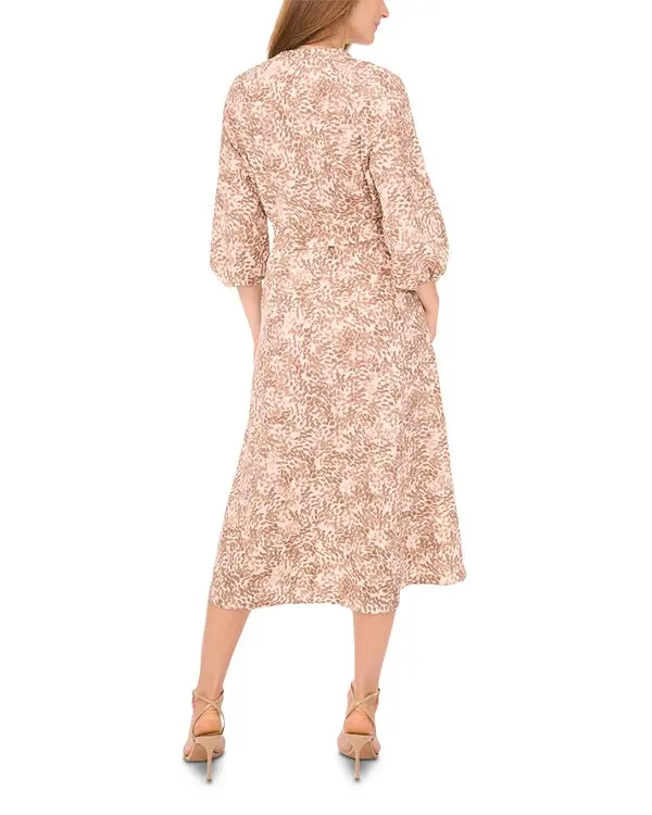 Vince Camuto V Neck Three Quarter Sleeve Midi Dress