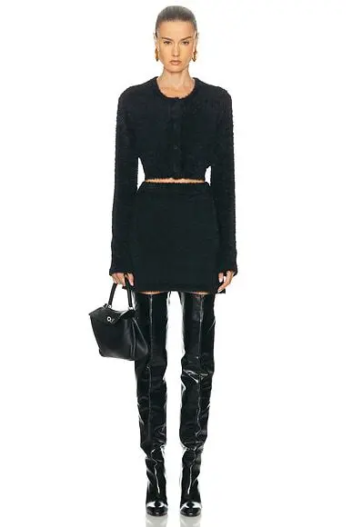 Helmut Lang Cropped Eyelash Cardigan