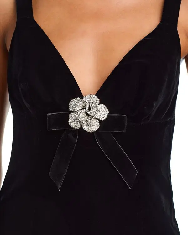 Gracie Mini Dress - Black Velvet - 0