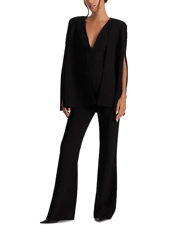 Alice + Olivia Nova Deep V-neck Cape Jumpsuit - Black