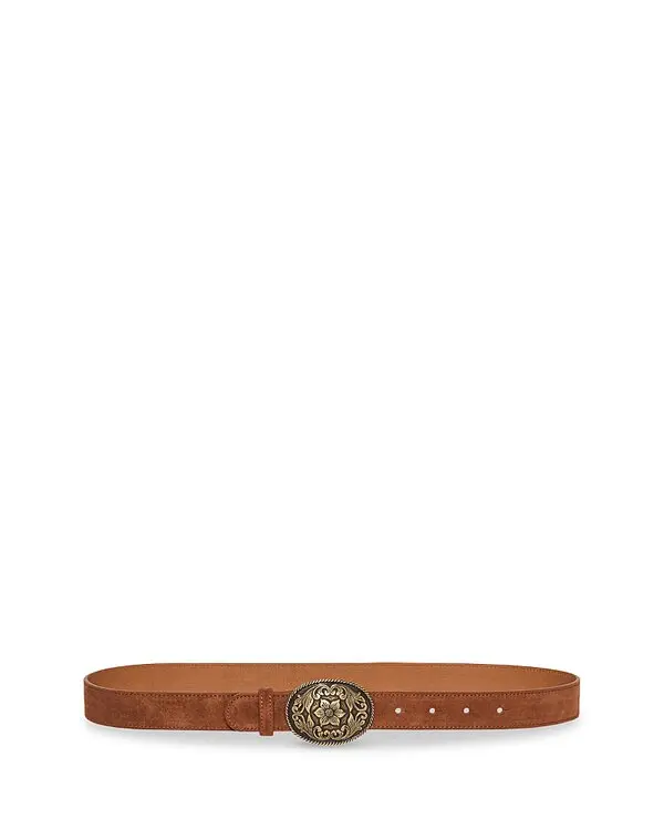 Gerard Darel Elma Buckle Leather Belt - Cognac
