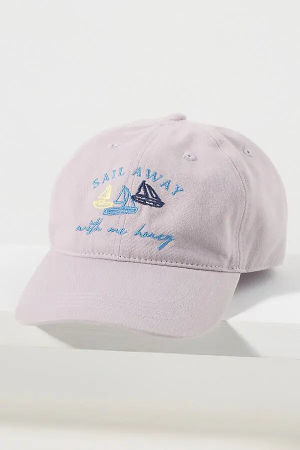 Anthropologie Embroidered Baseball Cap - Sail Away
