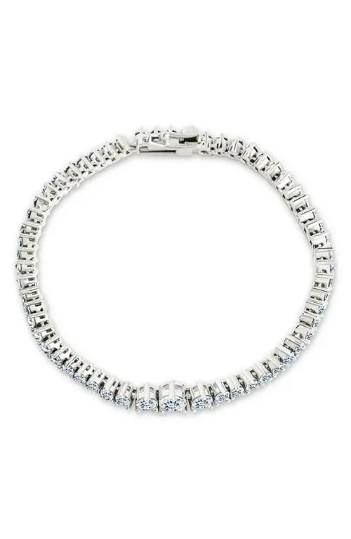 Sterling Forever Cubic Zirconia Tennis Bracelet - Silver