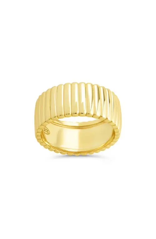 Sterling Forever Robyn Ribbed Band Ring - Gold
