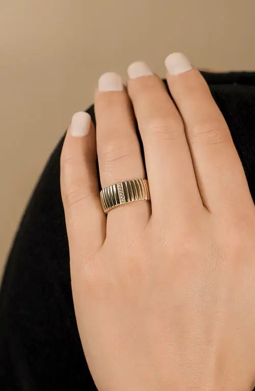 Sterling Forever Robyn Ribbed Band Ring - Gold