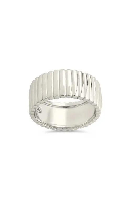 Sterling Forever Robyn Ribbed Band Ring - Silver