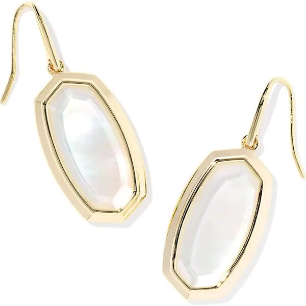 Kendra Scott Dani Bezel Drop Earrings - Gold Ivory Mother Of Pearl