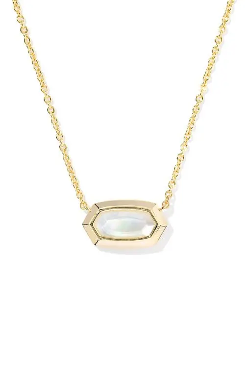 Kendra Scott Elisa Short Pendant Necklace - Gold Ivory Mother Of Pearl