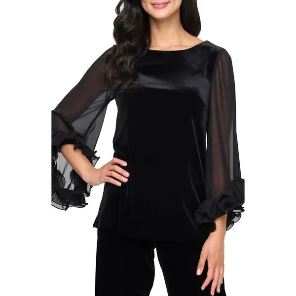 Alex Evenings Stretch Velvet Top