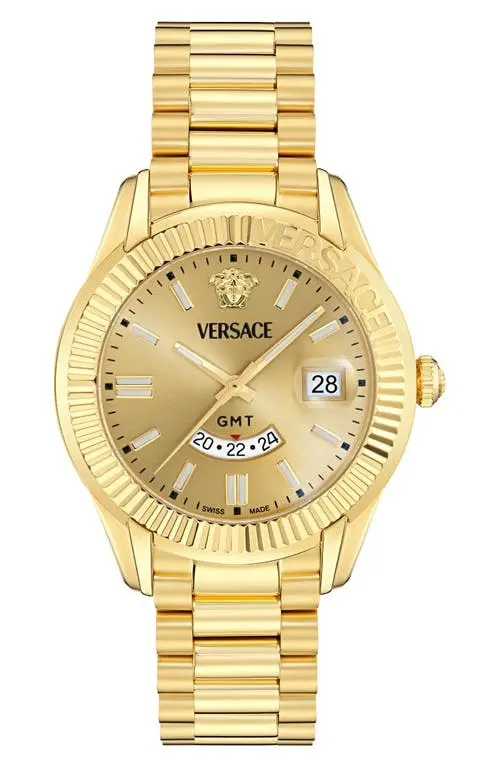 Versace Apodis Gmt Bracelet Watch - Yellow Gold