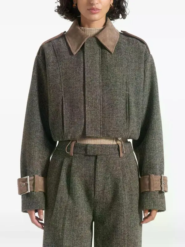 Manière De Voir Galia Herringbone Suede Jacket
