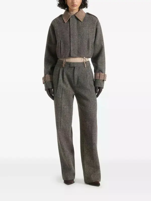 Manière De Voir Galia Herringbone Suede Jacket