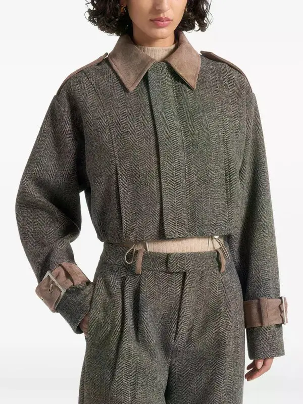 Manière De Voir Galia Herringbone Suede Jacket