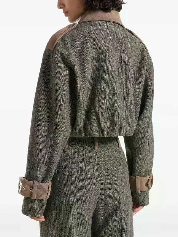 Manière De Voir Galia Herringbone Suede Jacket