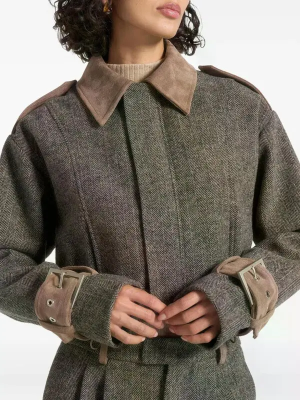 Manière De Voir Galia Herringbone Suede Jacket