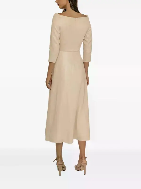 Cherubina Square-neck Pleated Midi Dress