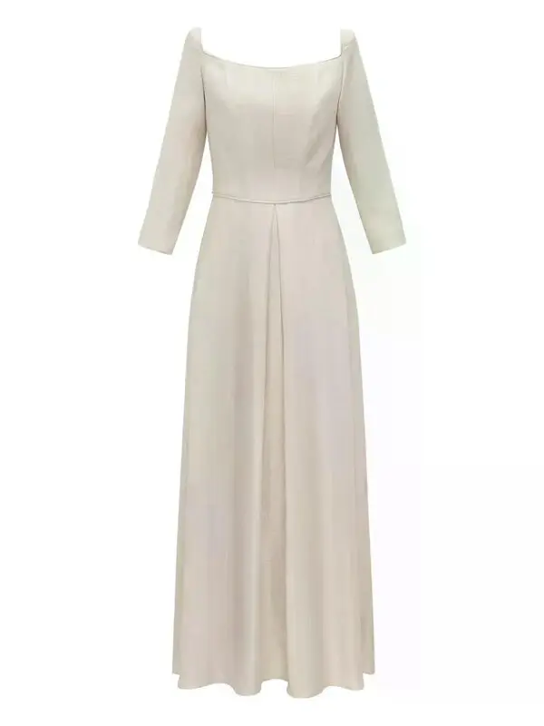 Cherubina Square-neck Pleated Midi Dress