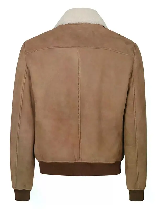 STEWART Shearling Collar Leather Jacket - Neutrals