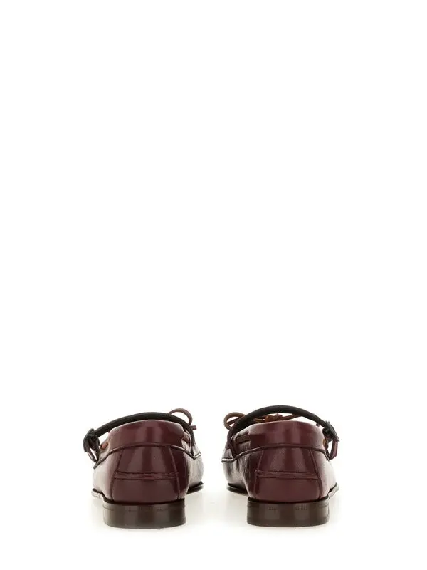 Hereu Lorea Supple Shiny Moccasin Mary Jane - Bordeaux