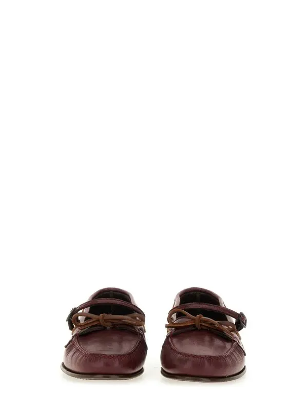 Hereu Lorea Supple Shiny Moccasin Mary Jane - Bordeaux