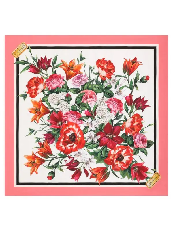 Dolce & Gabbana Silk Twill Floral Print Scarf - Multicolour