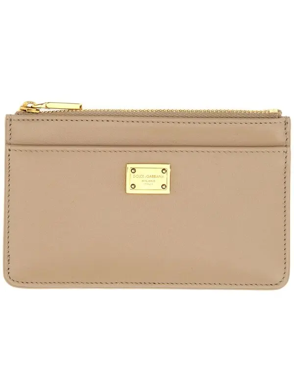 Dolce & Gabbana Calfskin Plongé Card Holder - Beige