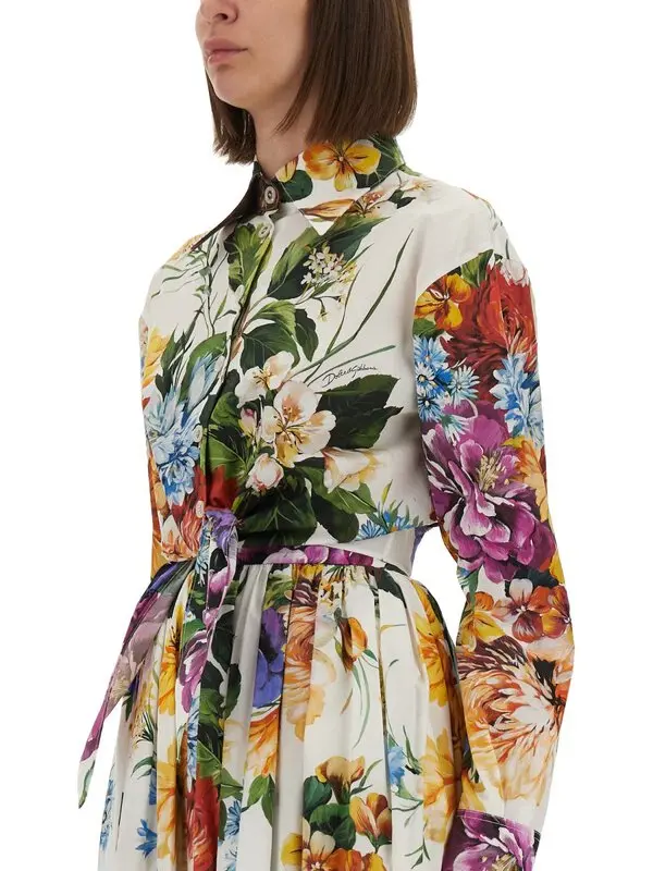 Dolce & Gabbana Flower Bouquet Print Poplin Shirt