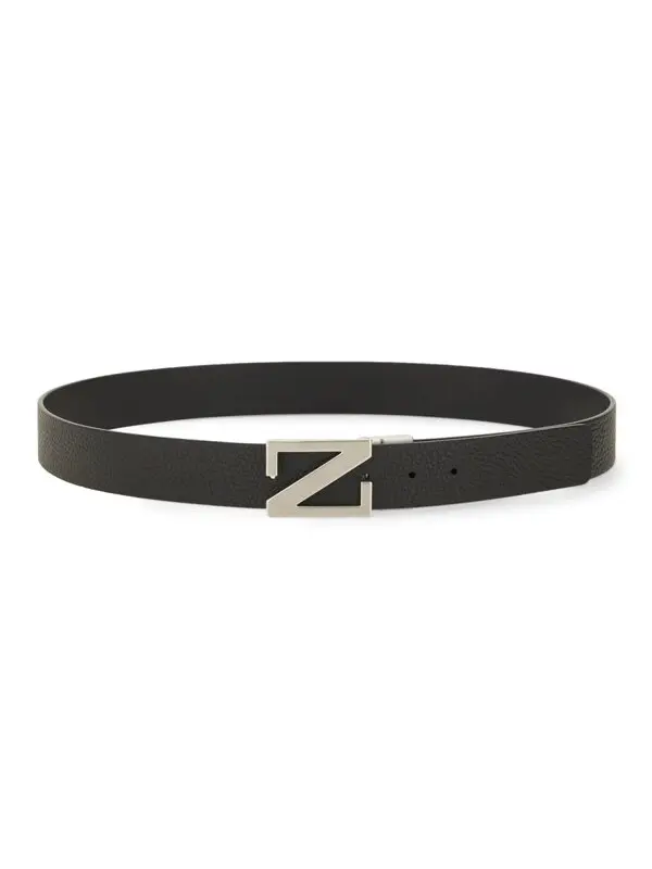 Zegna Reversible Belt With Monogram Buckle - Black