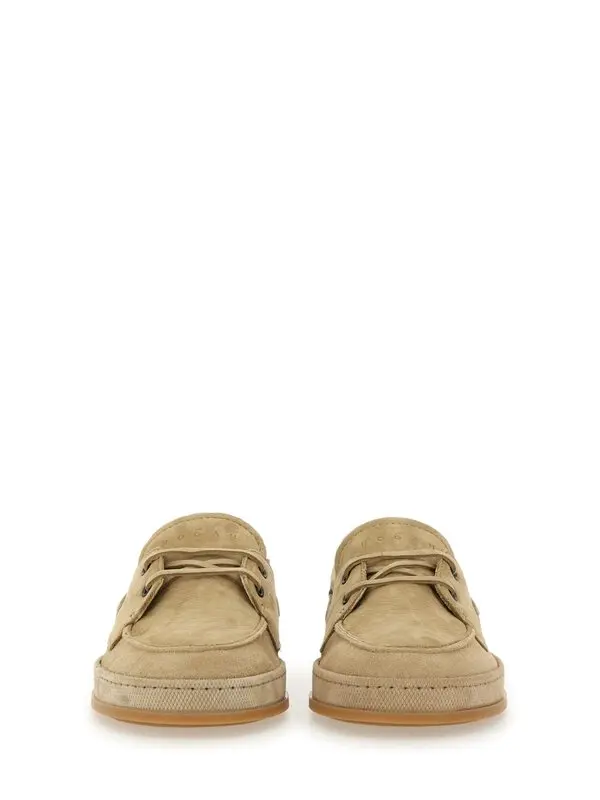 Hogan Leather Boat Moccasin - Beige