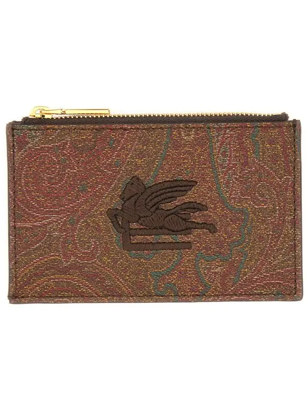 Etro Card Holder 'arnica' With Pegasus - Brown