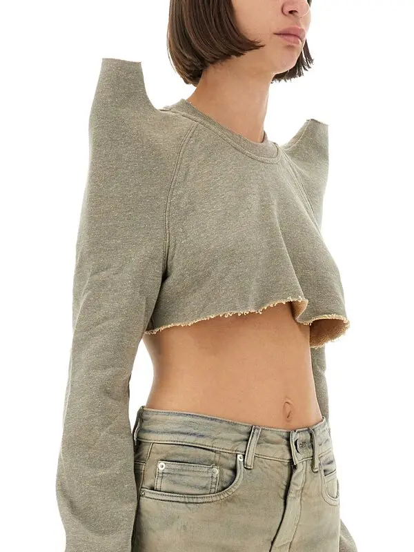 Rick Owens Cropped Tecsweat' Sweatshirt - Grey