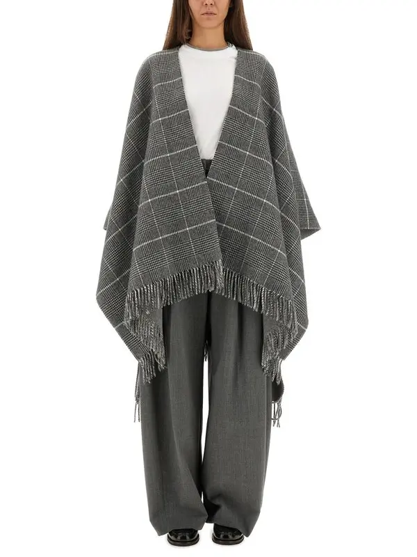 Brunello Cucinelli Wool Poncho With Fringe