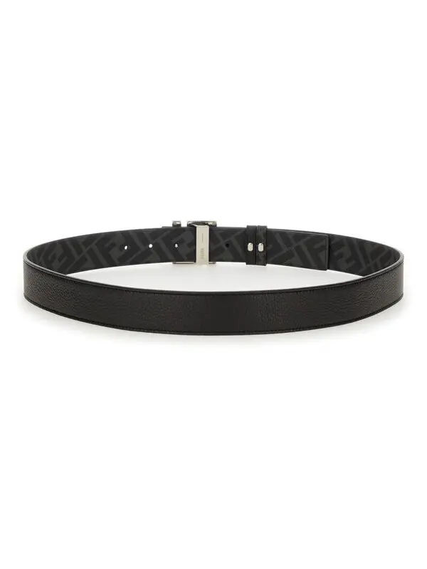 Fendi Squared Ff Reversible Leather Belt - Black