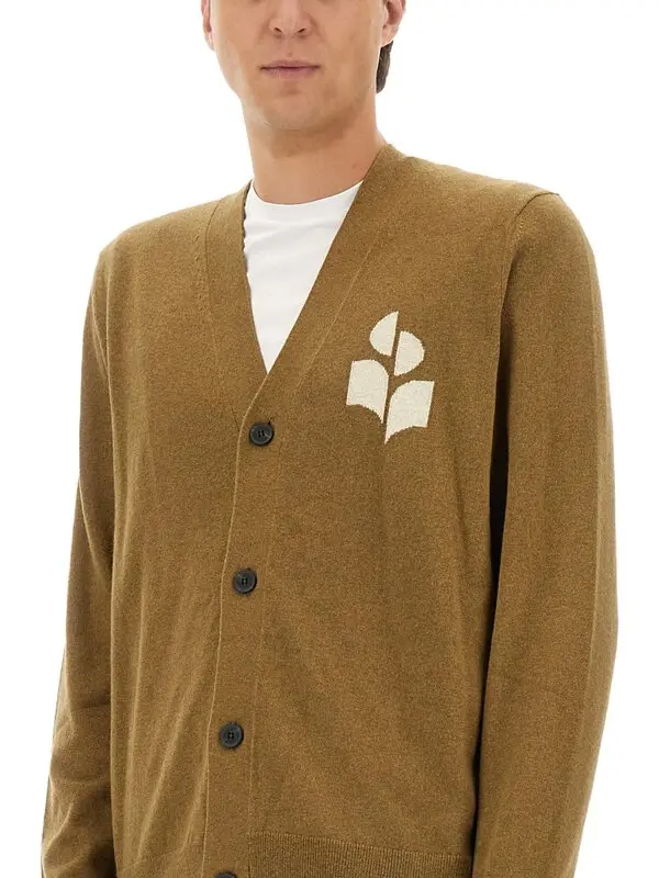 MARANT Cardigan With Logo - Brown