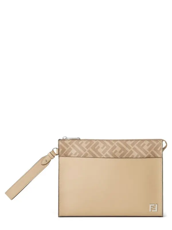 Fendi Squared Ff Clutch - Beige