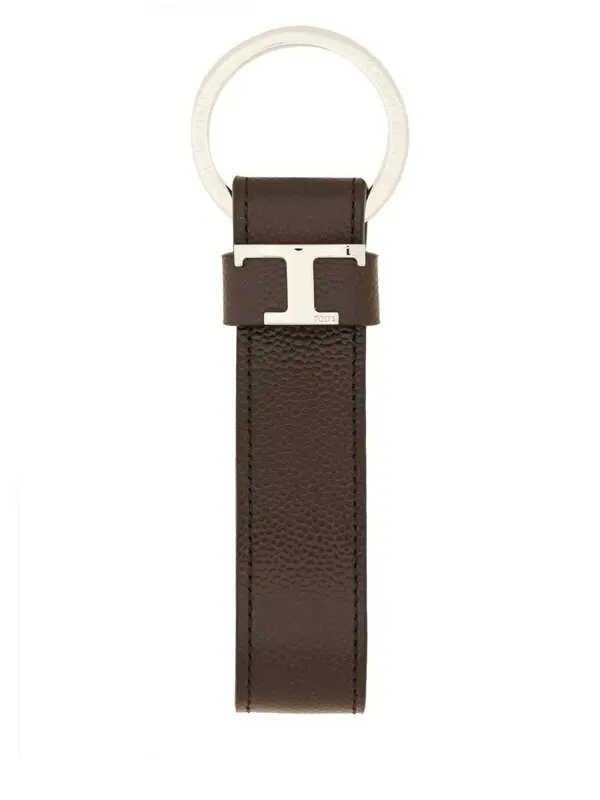 TOD'S T Timeless' Logo Keychain - Brown