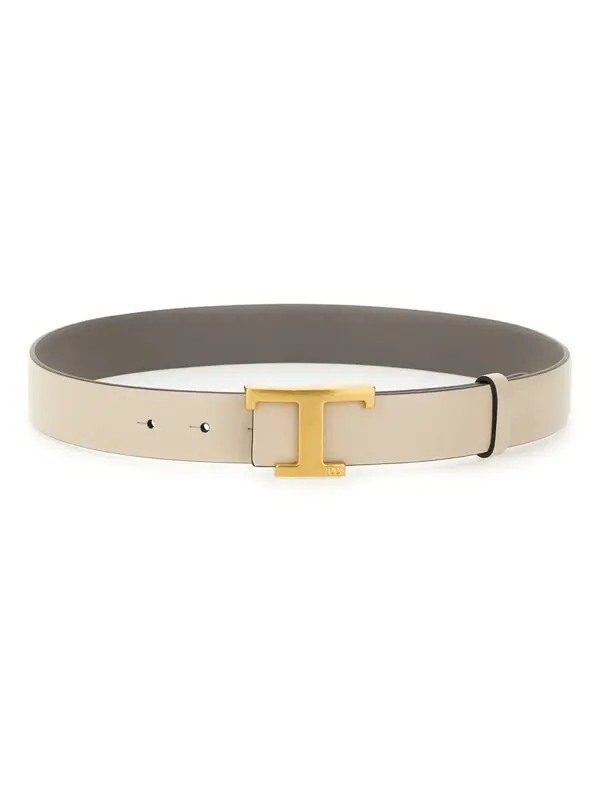 TOD'S T Timeless Reversible Leather Belt - Grey