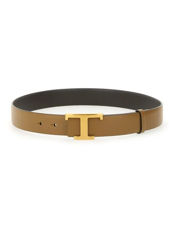 TOD'S T Timeless Reversible Leather Belt - Brown